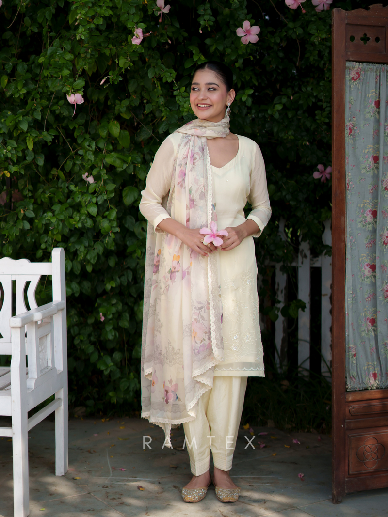Organza Embriodery Unstitched Suit Set – Label Ramtex